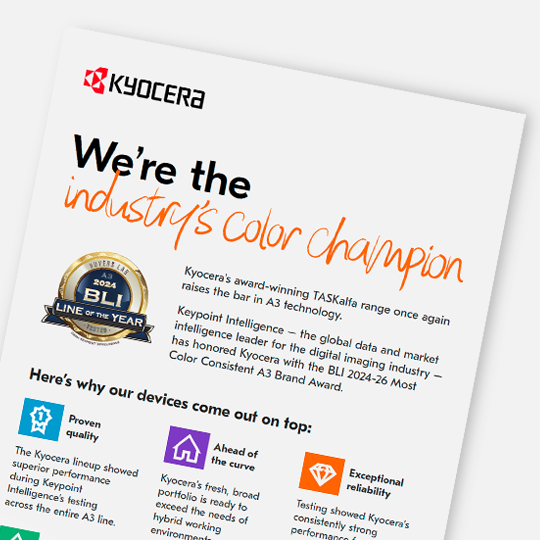 Our A3 line won gold at the BLI Awards | Kyocera